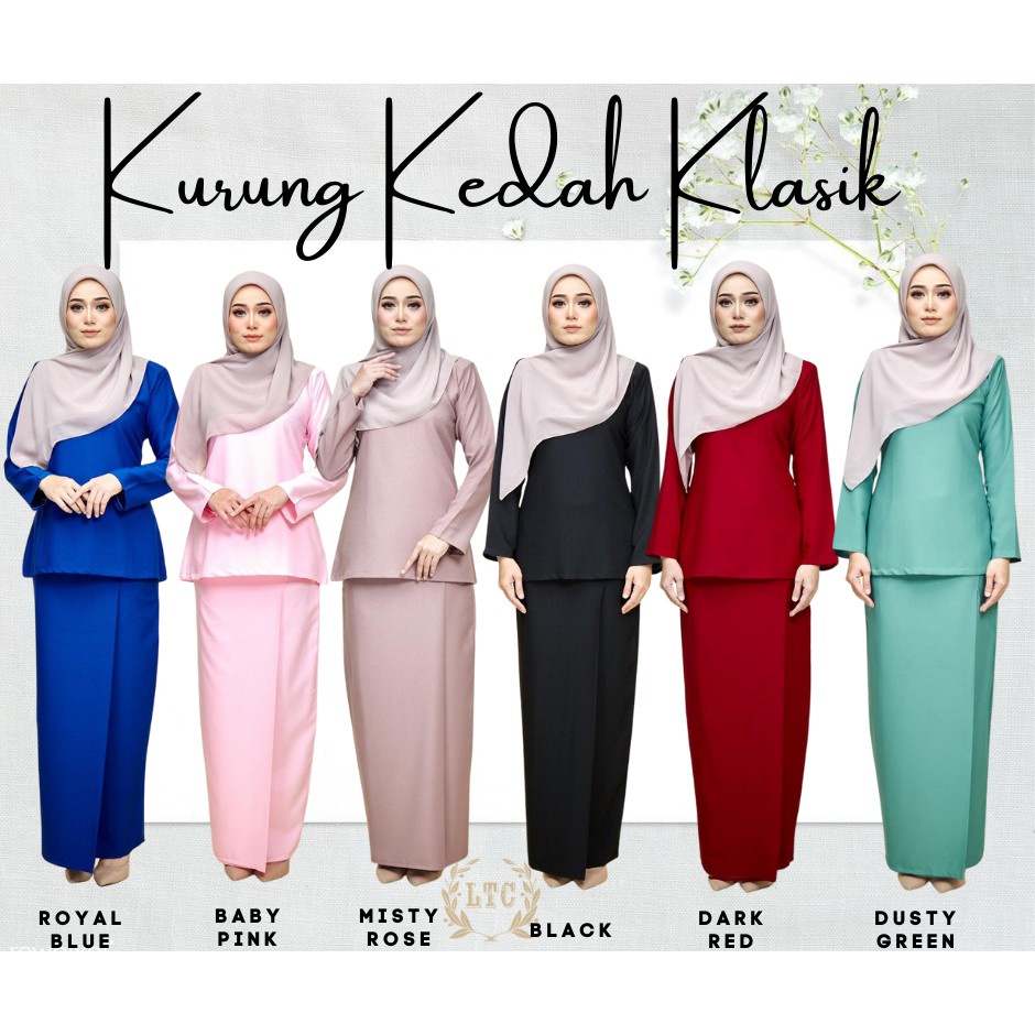 BAJU KURUNG KEDAH KLASIK PLUS SIZE ROYAL BLUE BABY PINK MISTY ROSE ...