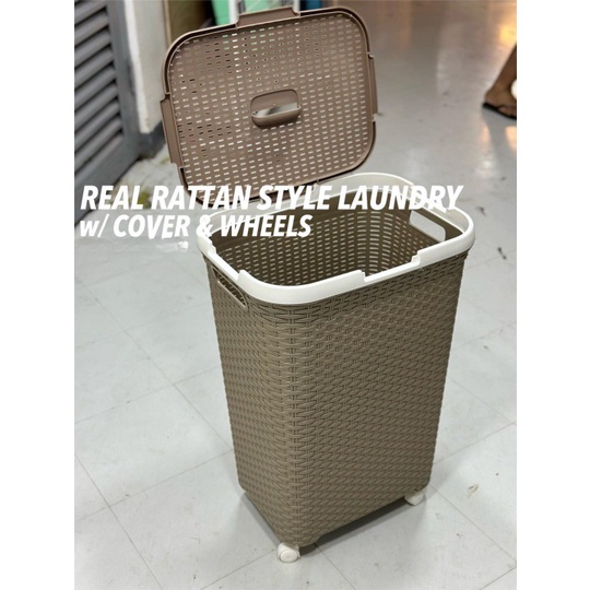 Elegant Aesthetic Rattan Cane Laundry Storage Basket - Large Size with ...