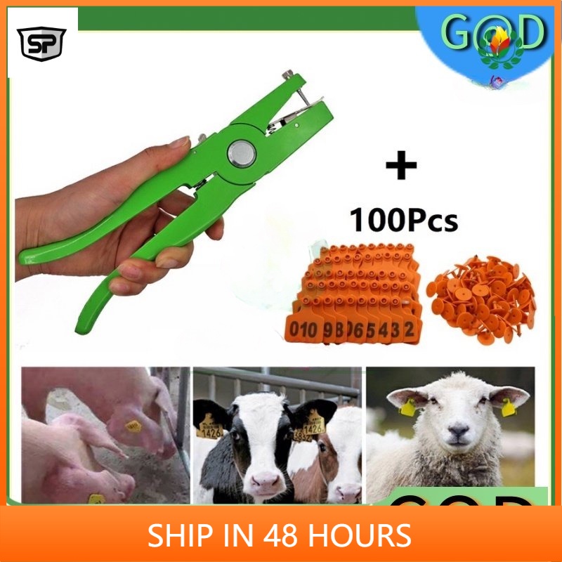 Animal Sheep Livestock Pig Ear Tags Lables Marking Plier (100X yellow ...