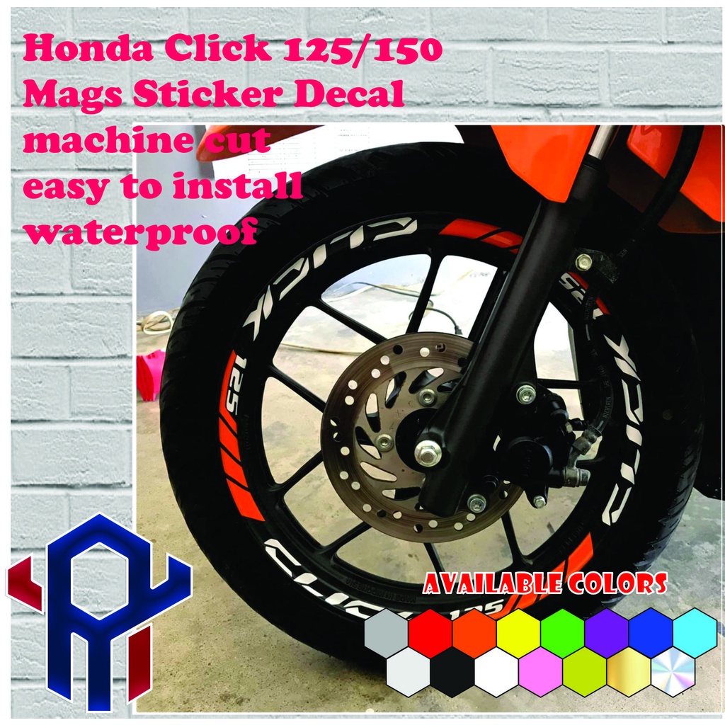 Honda Click 125/150 Mags Sticker Decals PAIR - Front and Back Die Cut ...