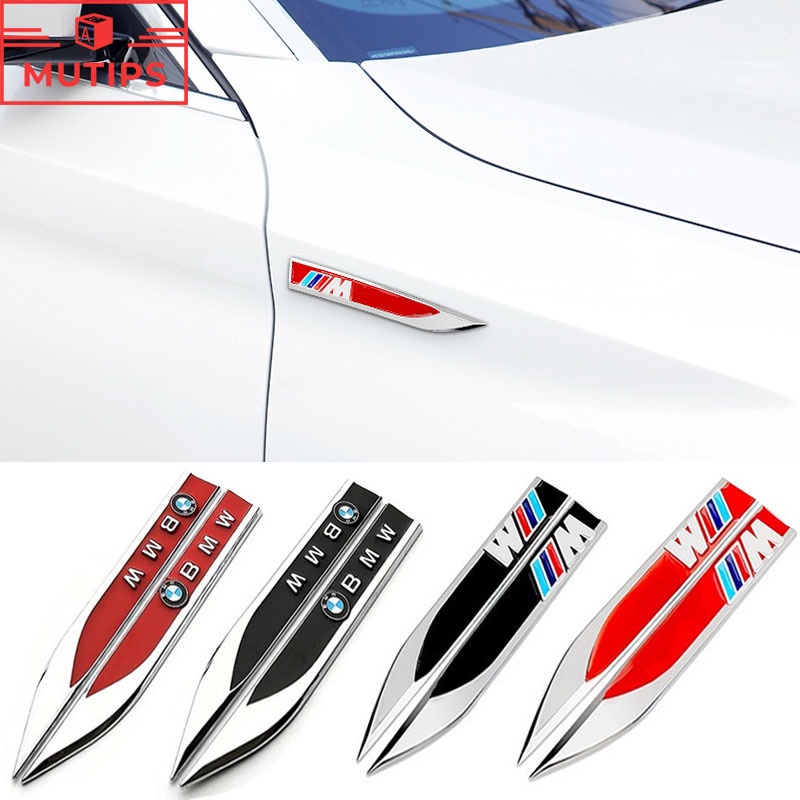 BMW 2PCS 3D Metal Car Logo Blade Fender Side Label sticker Emblem Badge ...