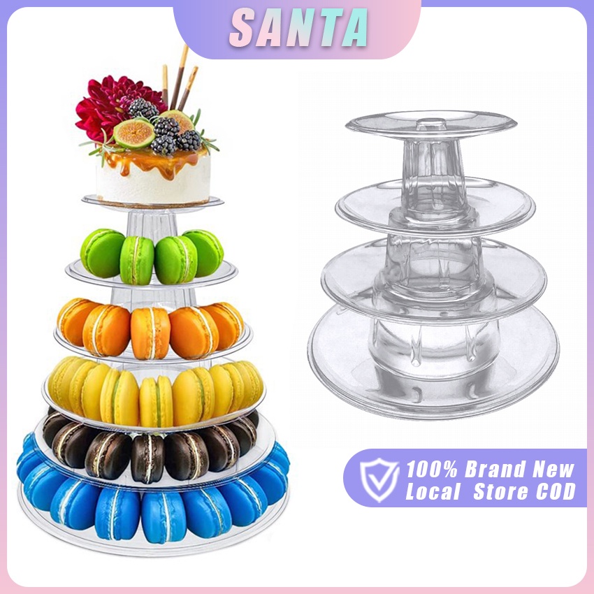 Useful 4/6 Layers Acrylic Cake Display Stand Macaron Tower Display Rack ...