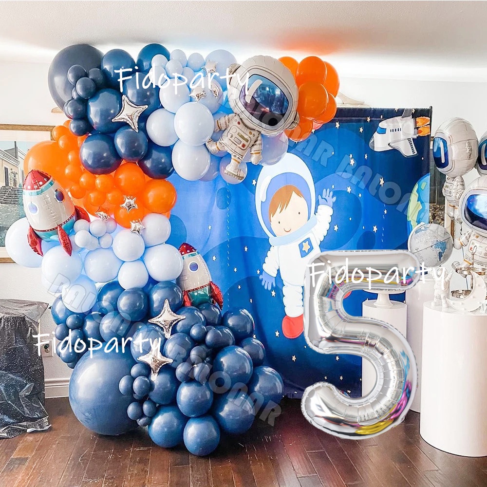 Outer Space Theme Balloon Garland Kit 32inch Silver Number Balloon ...