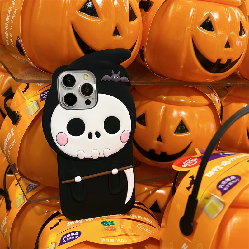 【Halloween Death Scythe】Liquid Cute 3D Silicone iPhone 15 Pro Max ...