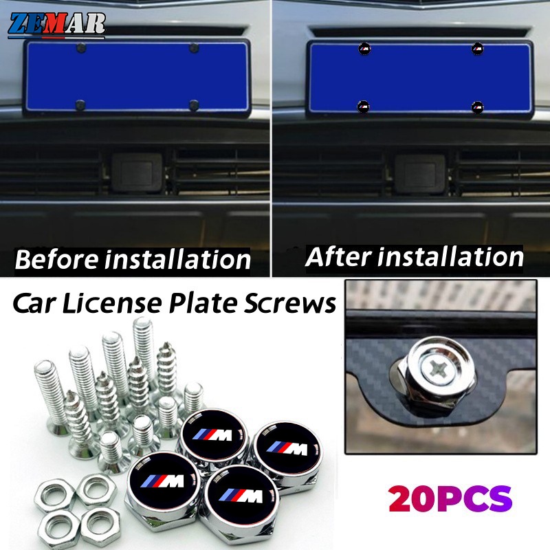 4Pcs BMW M Car Logo Styling Metal Car License Plate Frame Bolts Screws ...