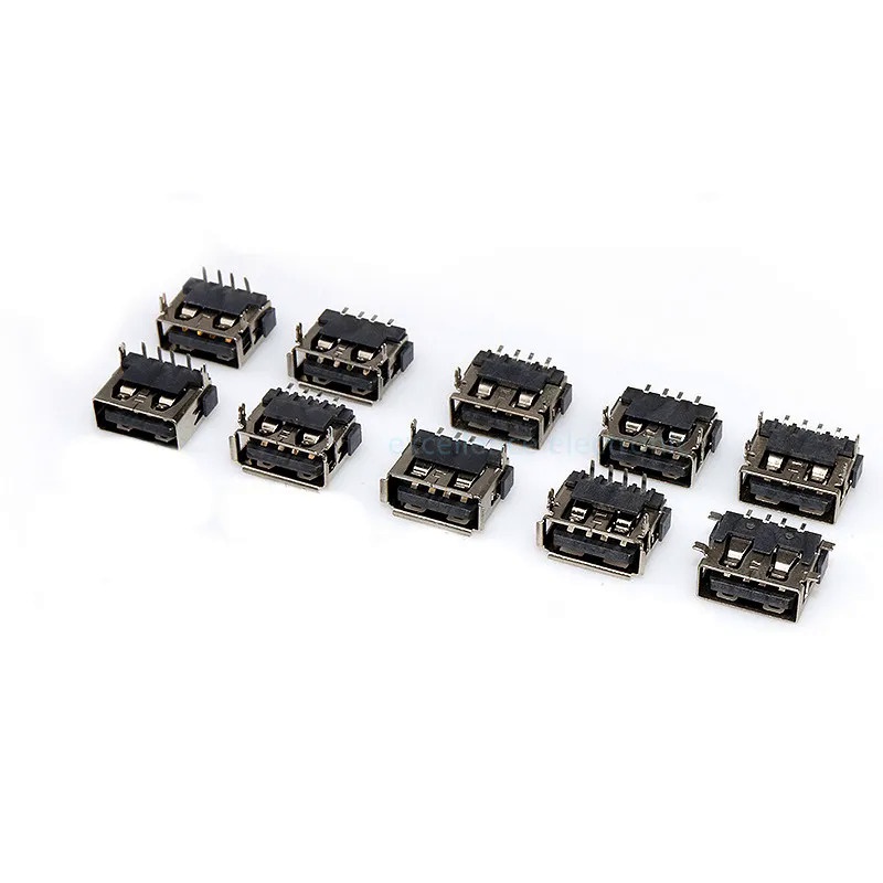 10pcs Black USB 2.0 Type A 4Pin 30V 1.5A Connector USB Female Socket ...