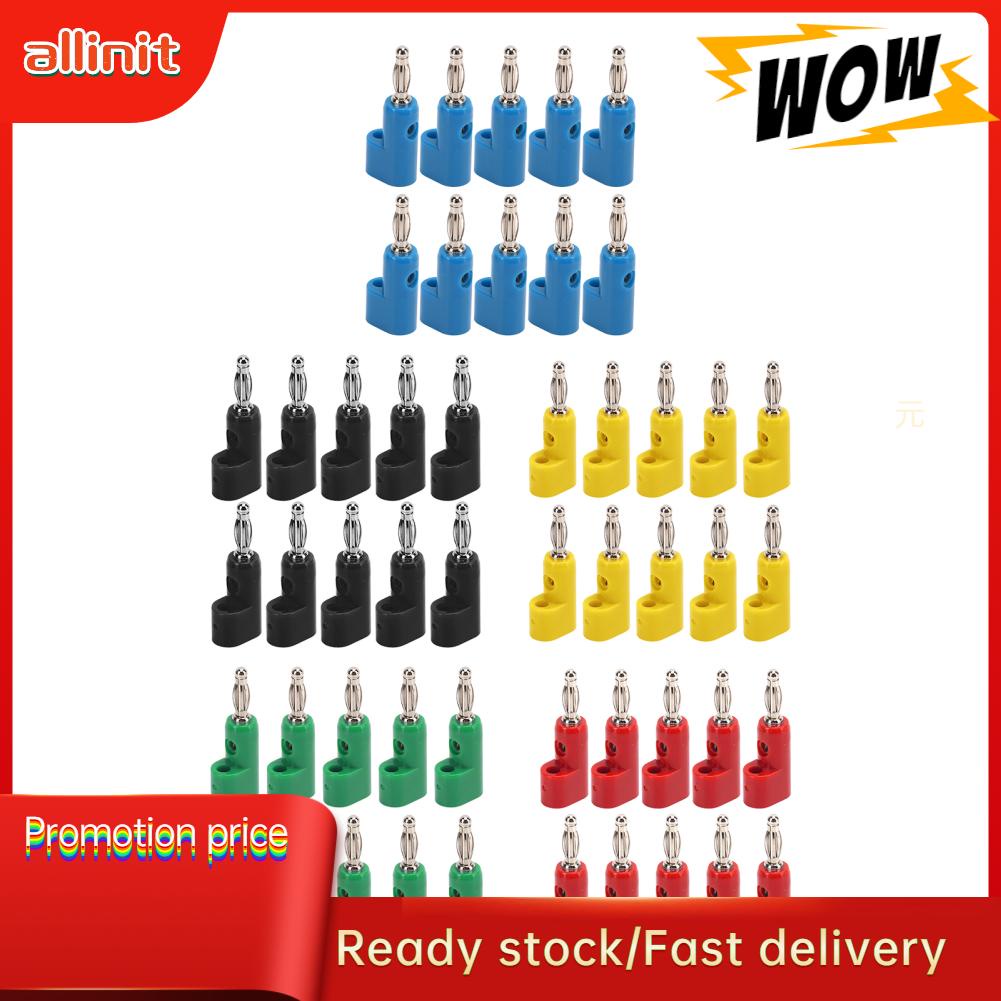 Allinit 10pcs 4mm Stackable Banana Plug Connectors Solderless Plugs Kit ...