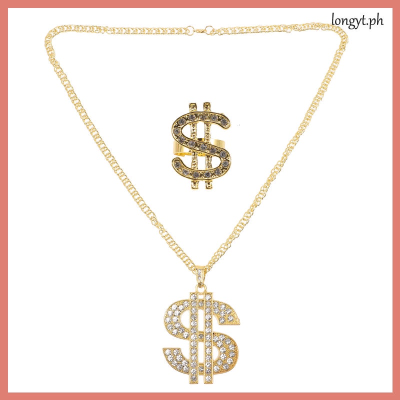 85Zhe Gothic Rings Money Symbol Men Aesthetic Dollar Sign Necklace 90s ...
