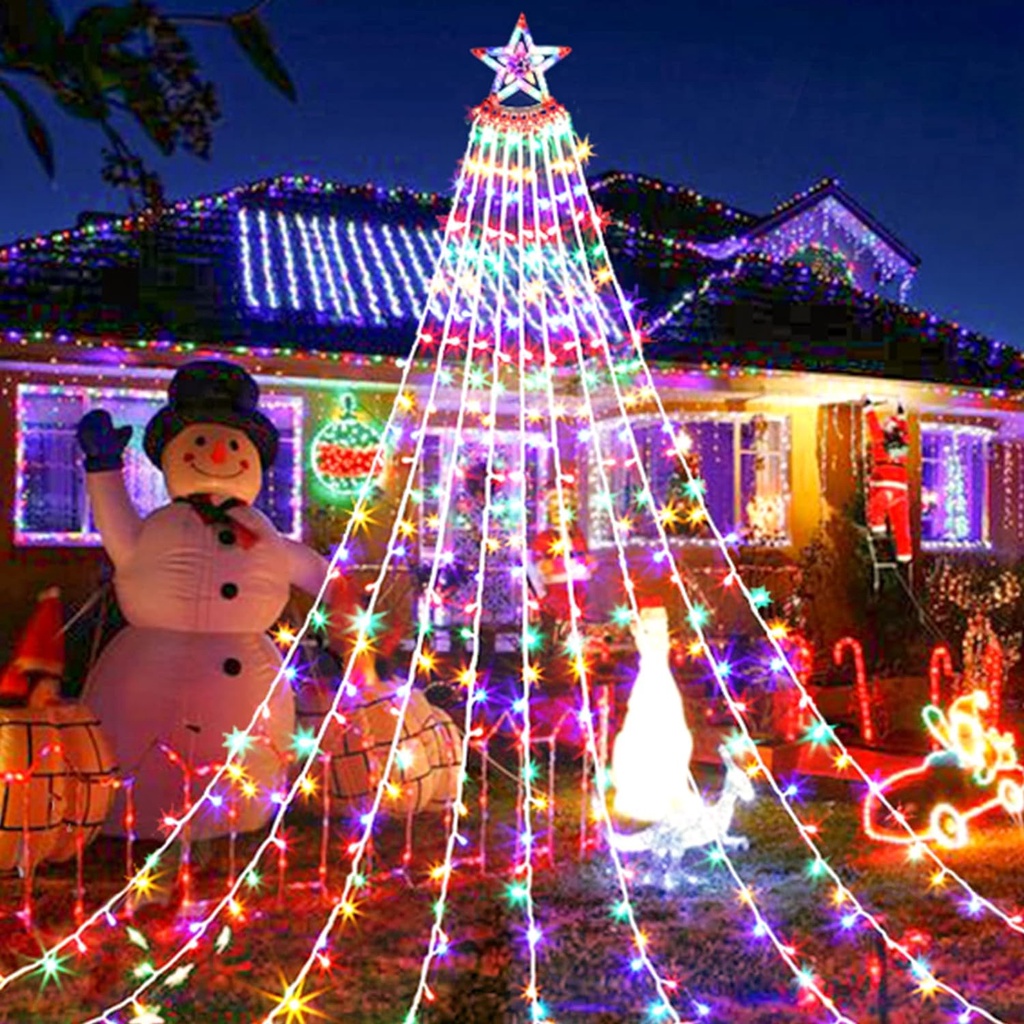 solar Outdoor Christmas Decorations Star String Lights 8 Modes ...