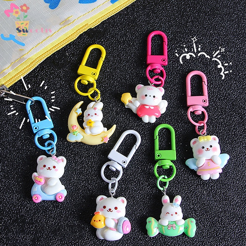 Sweetiy> Cute Animal Mini Keychain Lovely Rabbit Bear Keyring For Women ...
