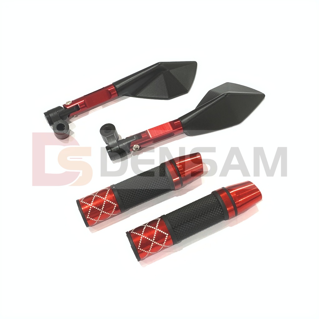 Densam Motorcycle Side Mirror With Handle Grip Universal Set | Shopee ...