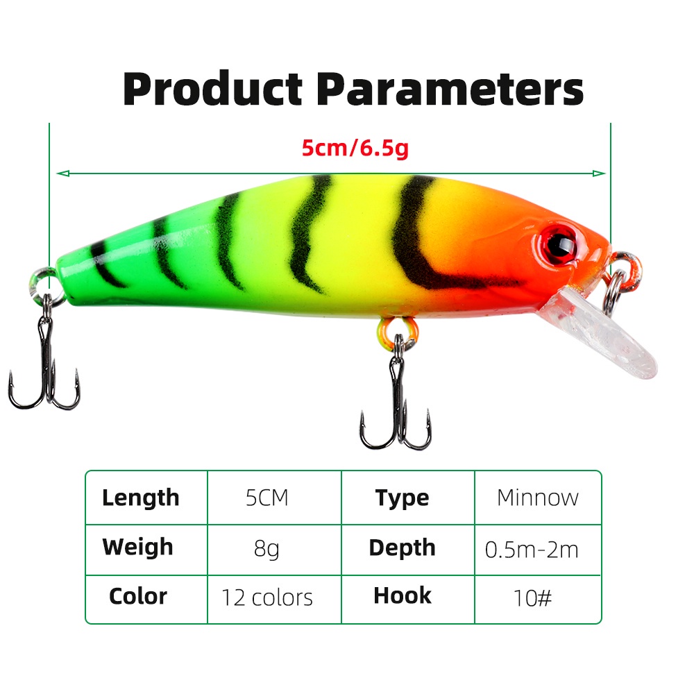 Fishing Lure 6.5g/5cm Sinking Minnow Fishing Gear Lure Hard Bait Minnow 3D Eyes Laser Trolling ...