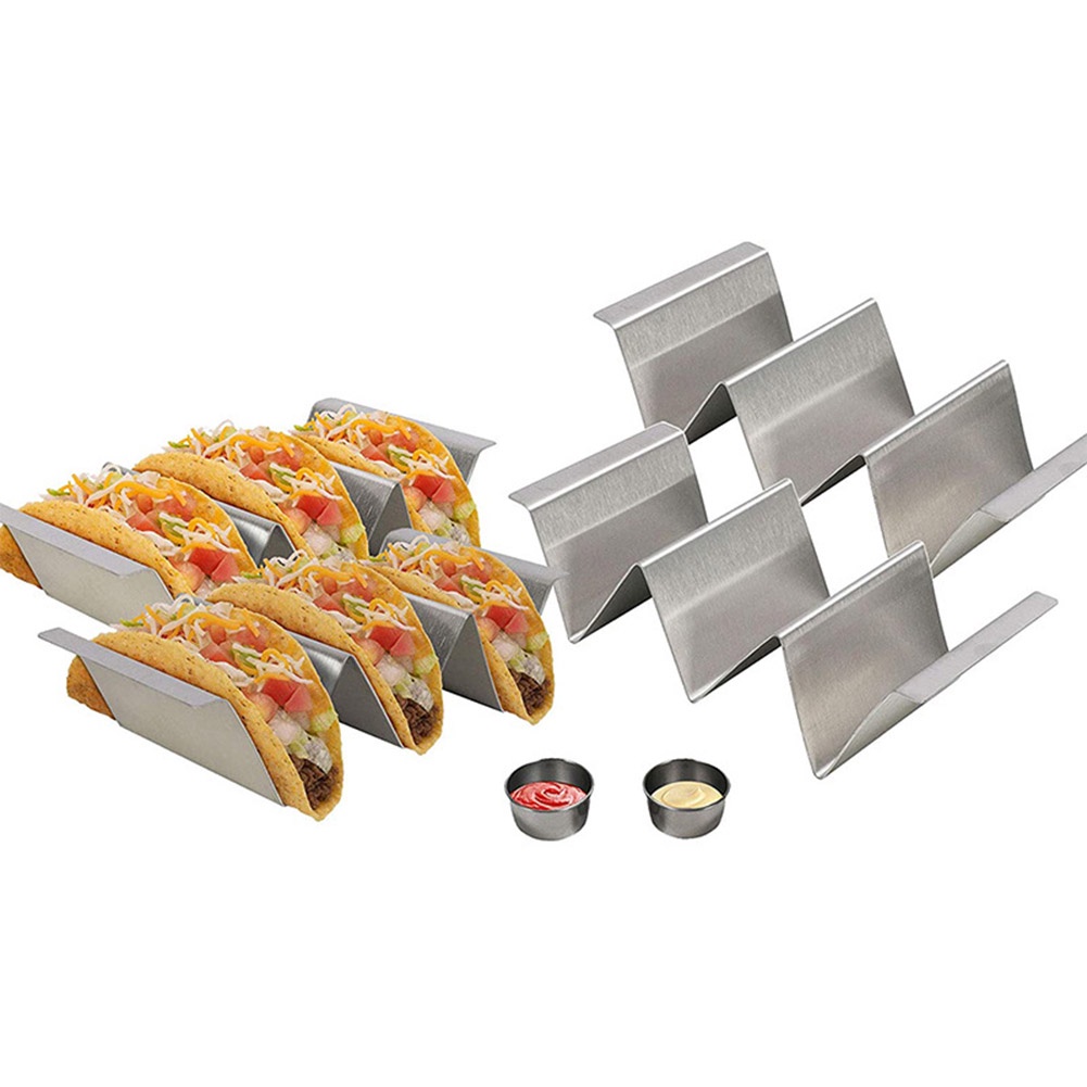 3 Grids Stainless Steel Taco Shell Holder Mexican Pancake Rack Bracket ...