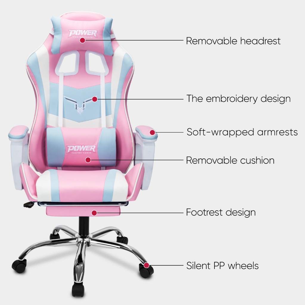 Deli Ergonomic Gaming Chair Office Computer Chair With Footrest Massage ...