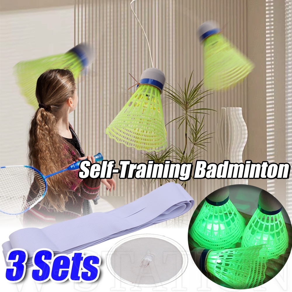 3 Sets Portable Luminous Badminton Trainer / Indoor Outdoor Elastic ...