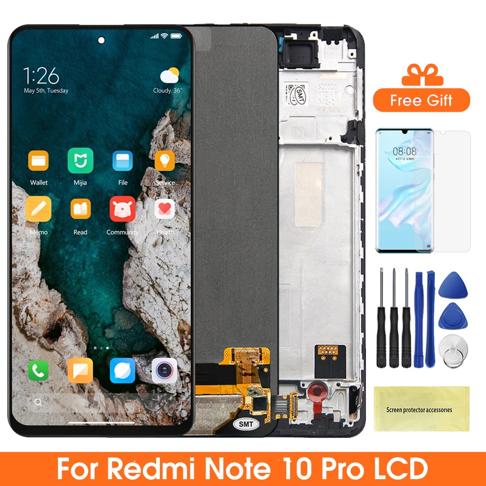 6.67"AMOLED Xiaomi Redmi Note 10 Pro M2101K6G M2101K6R LCD with Frame ...