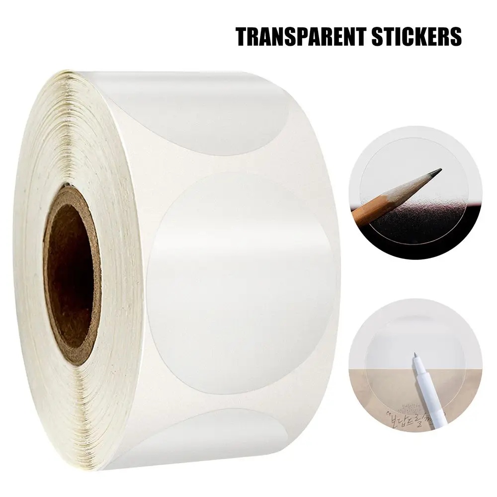 500Pcs/Roll Round Labels Circle PVC Transparent Scrapbooking Labels ...