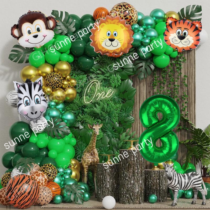 Safari Jungle Animal Party Balloons Set 32"number Balloon Garland Arch ...