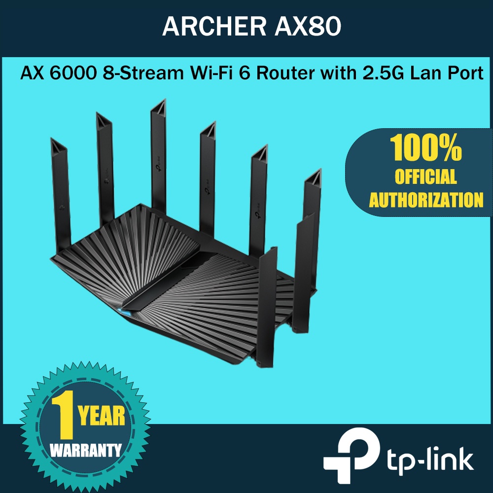 TP-Link AX6000 Wi-Fi6 Router (Archer AX80)–Dual-Band,2.5 Gbps WAN/LAN ...