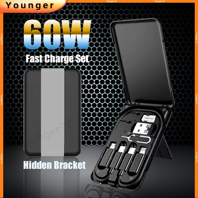 60W Fast Charger Cord Storage Box With Holder 8 In 1 Fast Charging ...