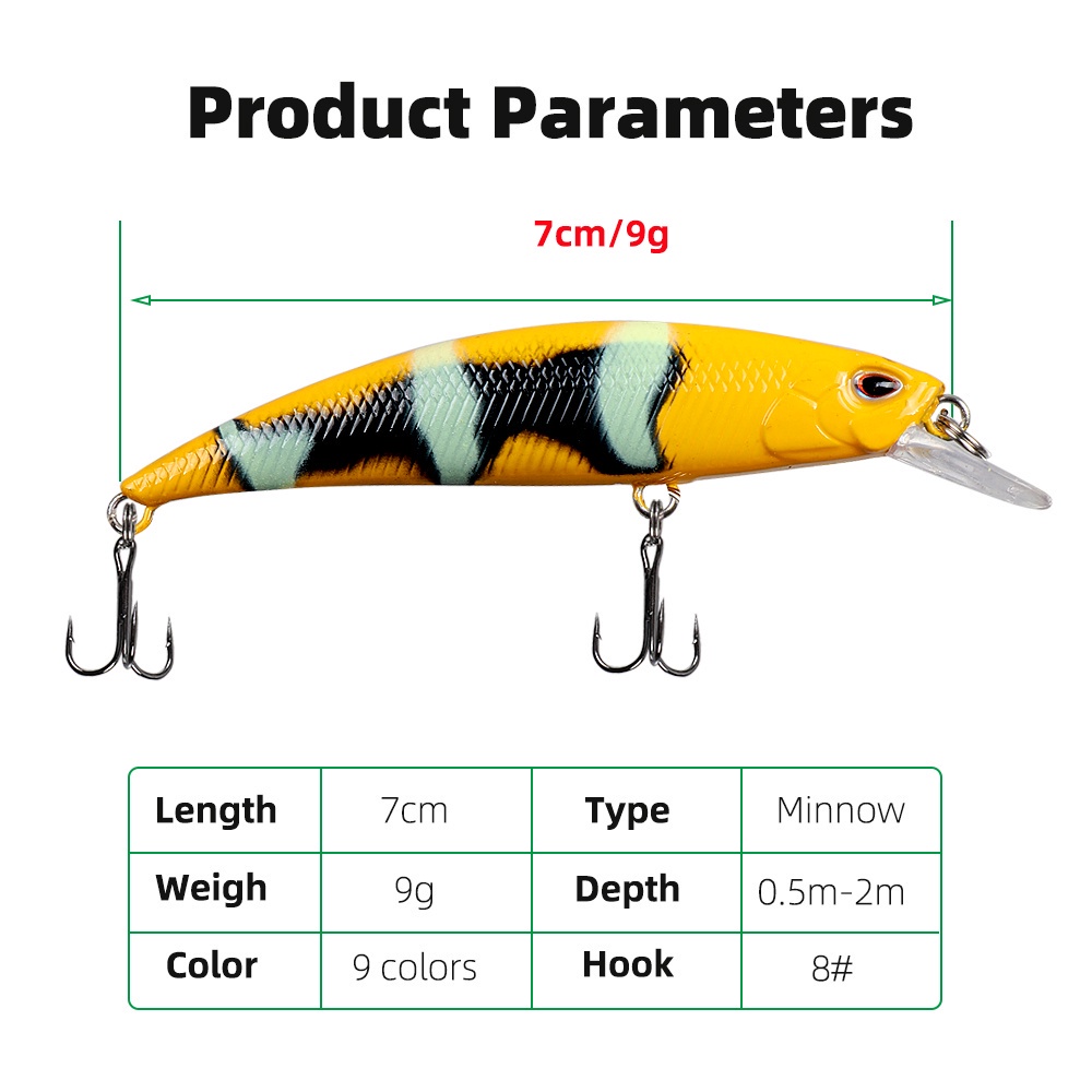 Fishing Gear 7cm/9g Minnow Sinking Fishing Lure Fishing Gear Ghost Shrimp Water Long Throw Lure ...