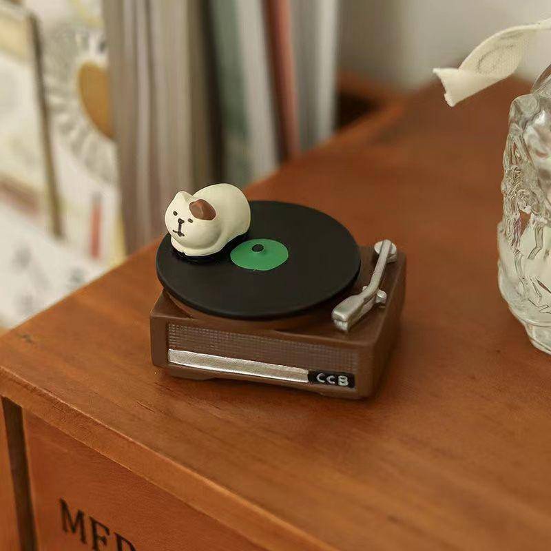 Japanese Style zakka Groceries Retro Record Record Record Player Cat Cute Girl Heart Healing ...