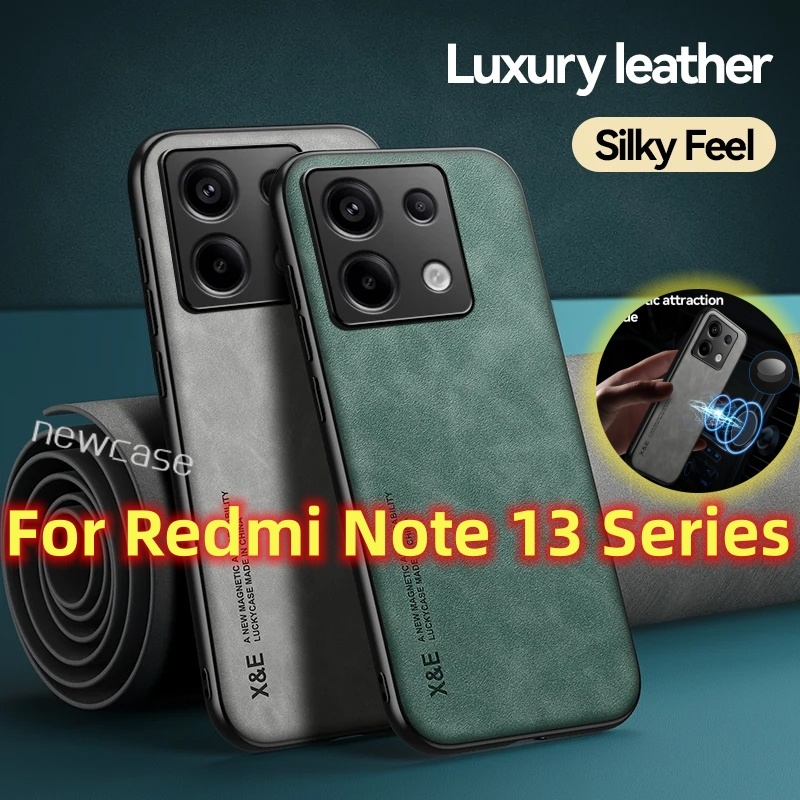 Luxury Plain Skin Texture Leather Casing For Xiaomi Redmi Note 13 Pro ...