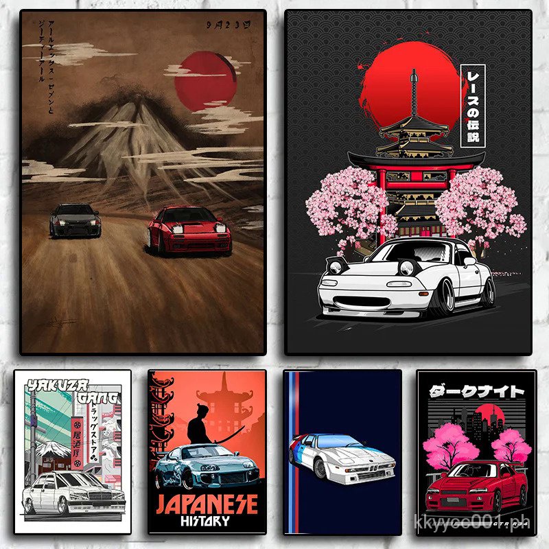 JDM F1 Car Poster Decoration Wall Art GTR Mini Neon Vaporwave outun ...