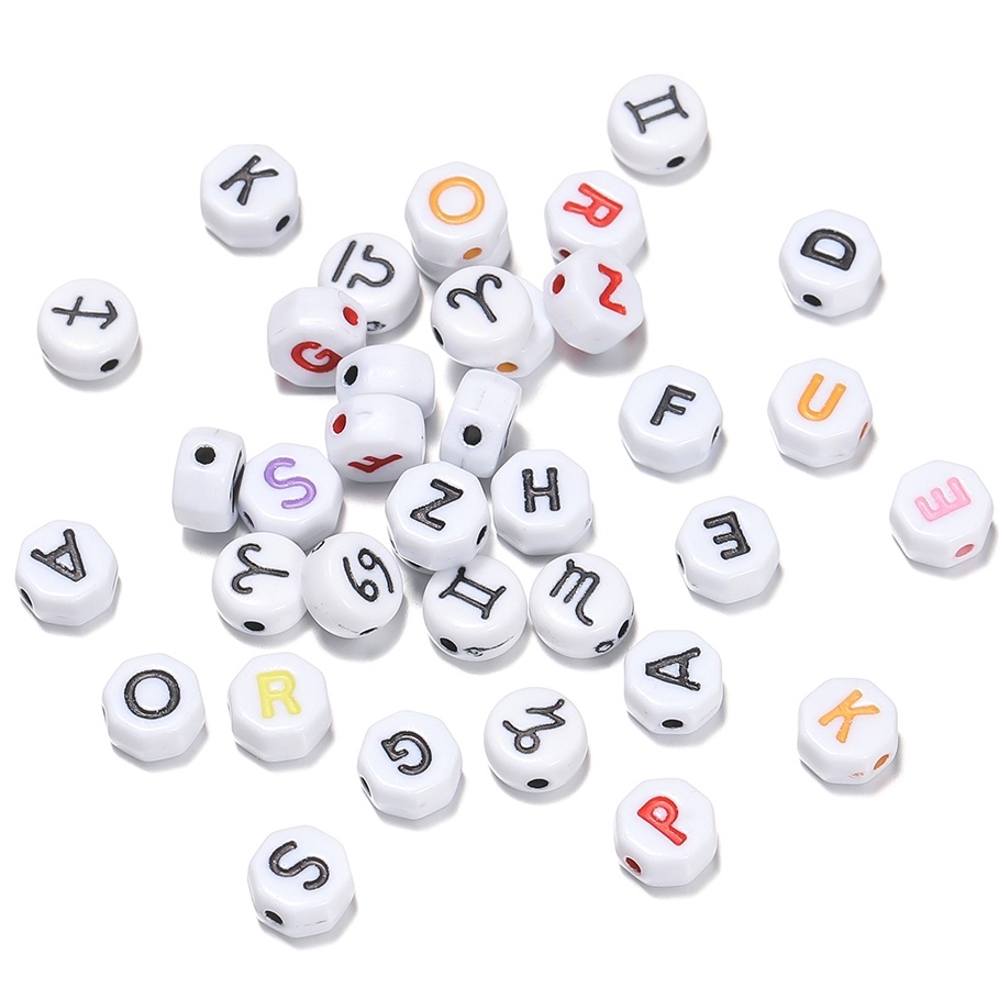 St. kunkka 100Pcs Acrylic Constellation Letter Beads Round ...