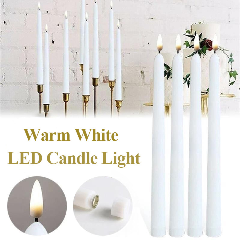 Electronic LED Long Pole Candle Light/Warm White Flameless Taper ...