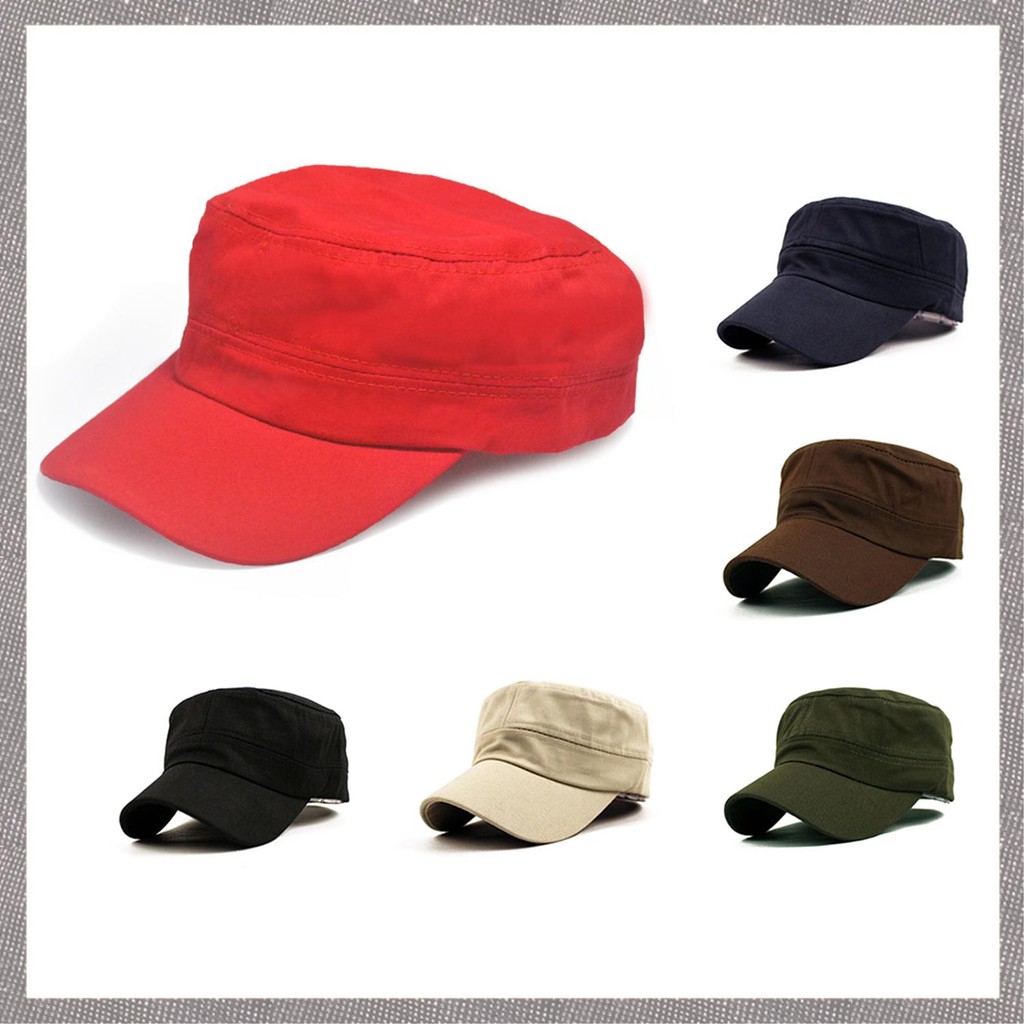 [M G L O] Stylish Plain Military Army Cap Castro Cadet Patrol Cap Hat ...