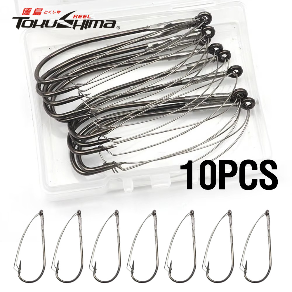 10Pcs/box Weedless Hook High Carbon Steel Fishhook Wacky Worm Hooks ...