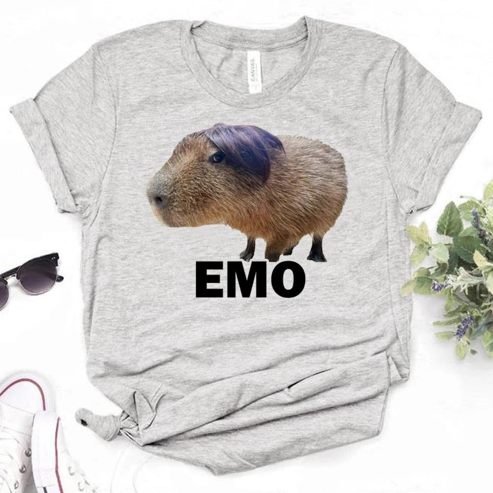 emo capybara top women anime summer t-shirts female anime 2000s ...