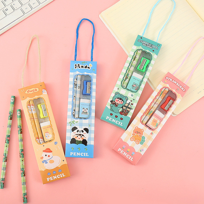 A00072 Cute Pencil Set Gel Pen Cartoon Box Five-Piece Set Student Prize Stationery Graduation ...