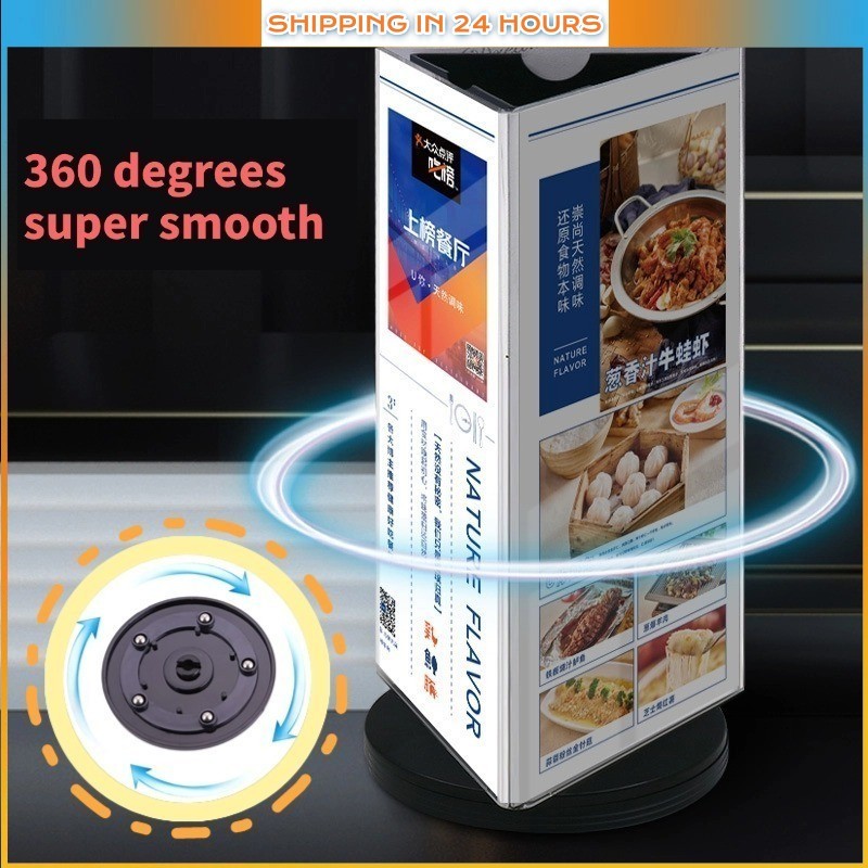 [Fast Deliver] Wooden 360 Degree Rotating Menu Display Stand Price List ...