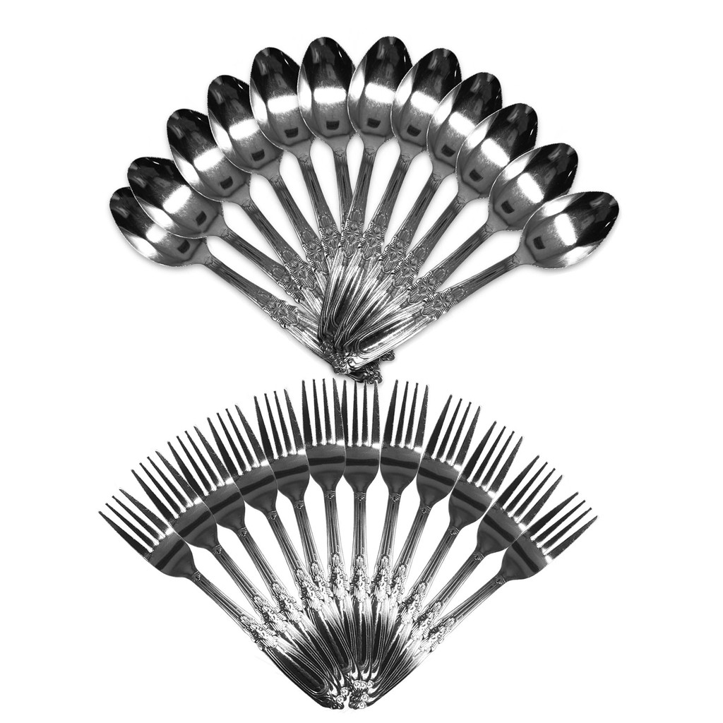 Ziyang Elegant Spoon Set 12pcs Silver Stainless Steel Spoons Standard ...