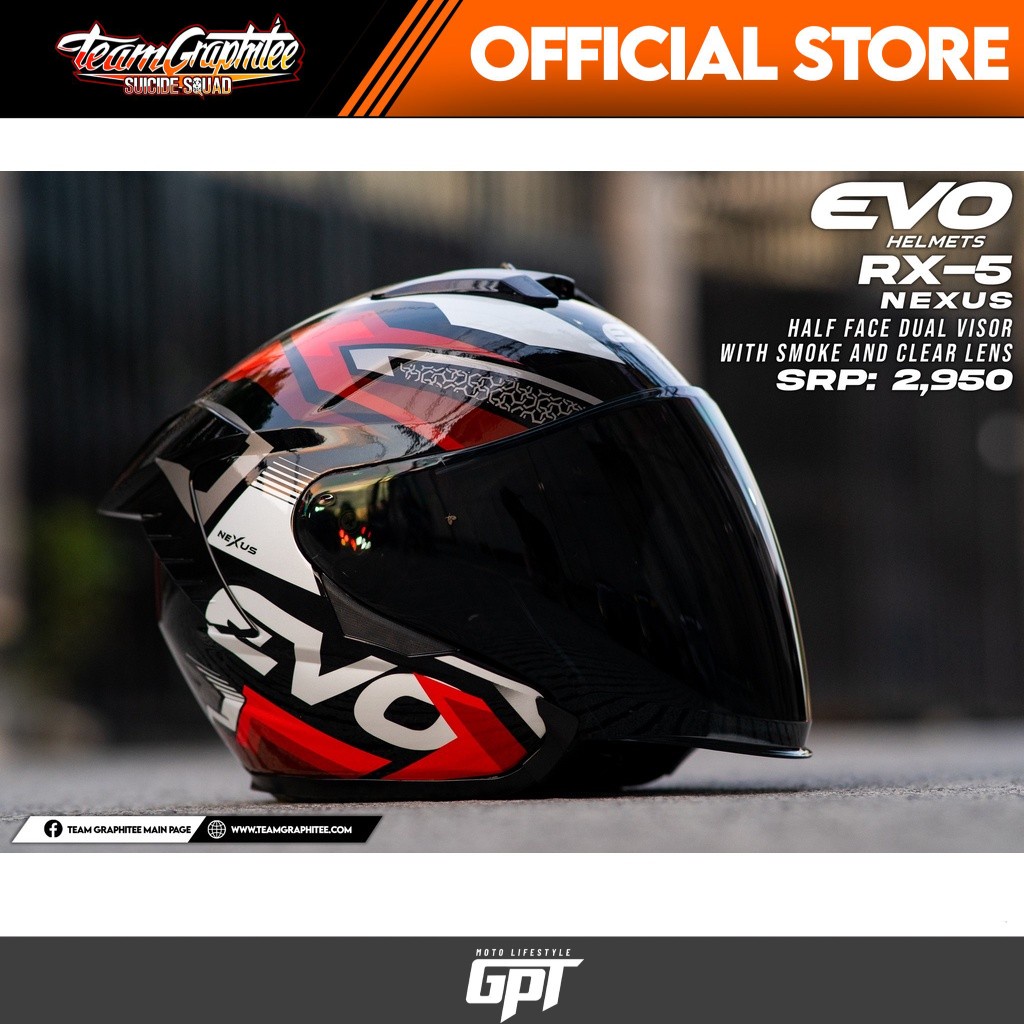 EVO HELMET RX5 NEXUS HALF FACE DUAL VISOR | Shopee Philippines