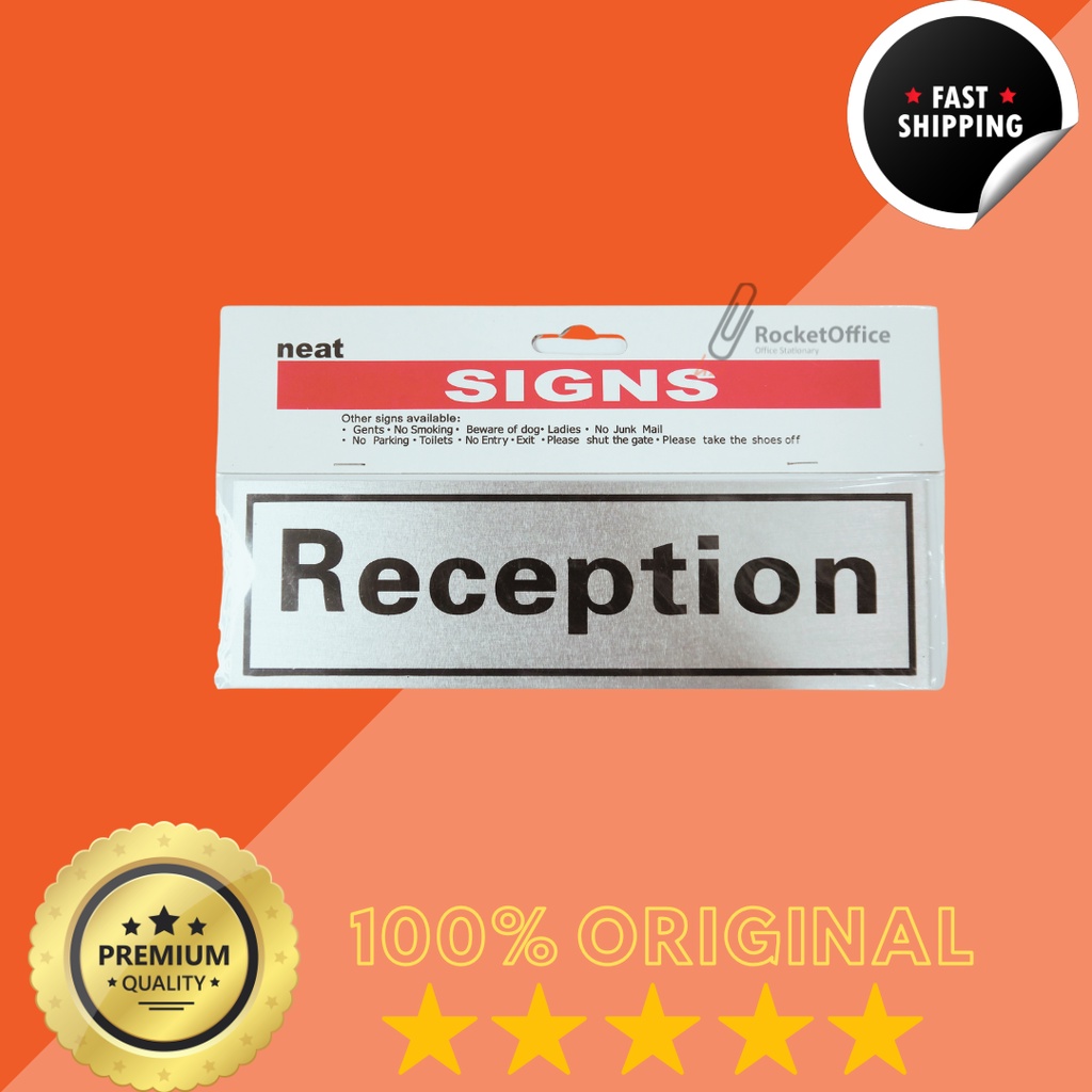 RECEPTION SIGN - Aluminum Metal Plate w/ Adhesive Sticker Signage ...