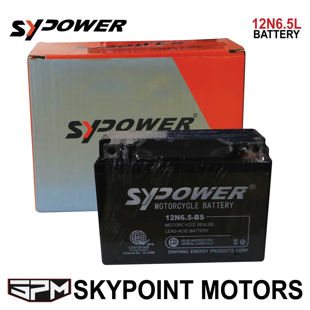 SYPOWER BATTERY 12N6.5L SANYANG (PB) (9703-013) | Shopee Philippines