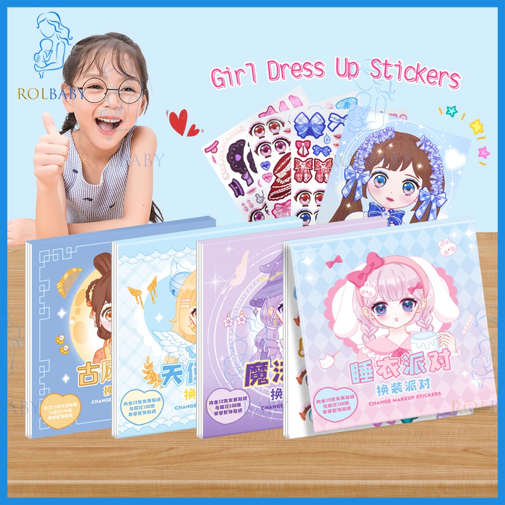 Rolbaby fashionista make a face sticker paper doll sticker dress up ...