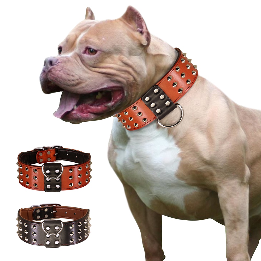 Large Dogs Collar 5cm Wide Cool Studded Dog Collars Pitbull Soft ...