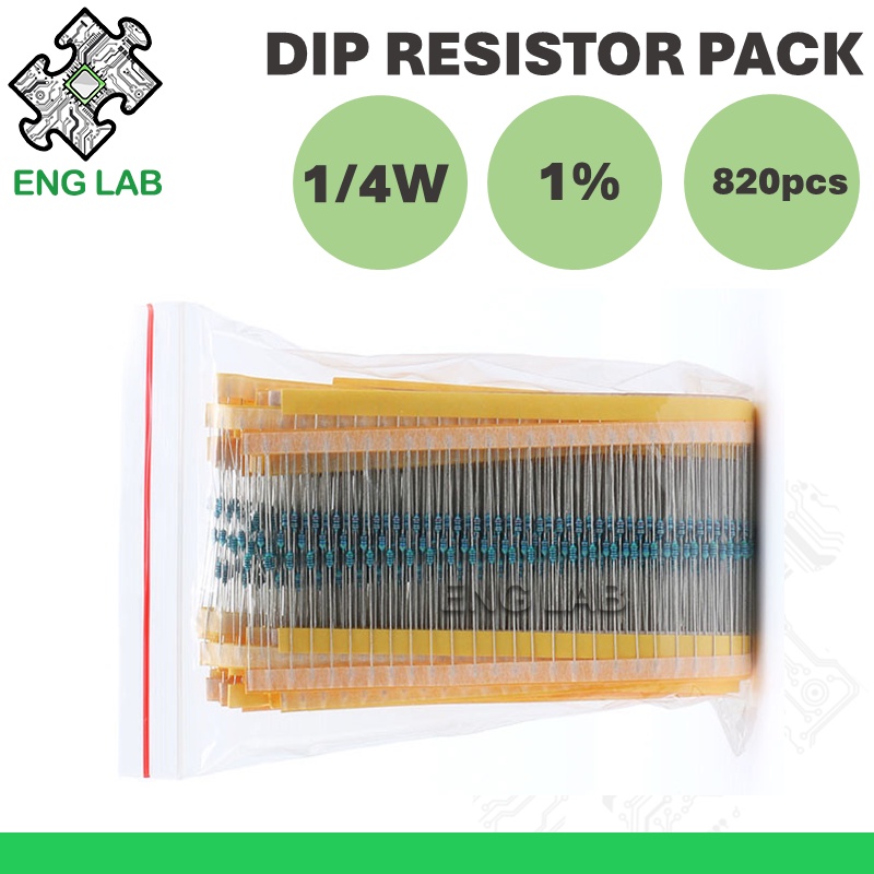 Englab★820pcs Dip Resistors Kit 41 Types 1 4w And 1 Tolerance Resistor Pack From 1 Ohm To 1m