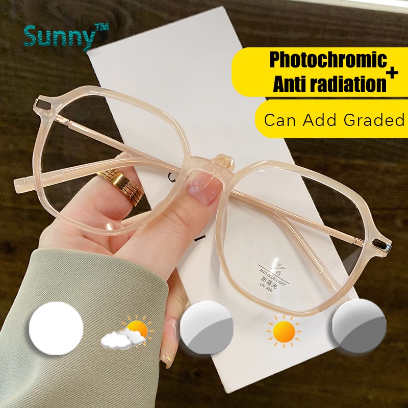 Photochromic Anti Radiation Myopia Grade Eye Glasses For Women Men ...