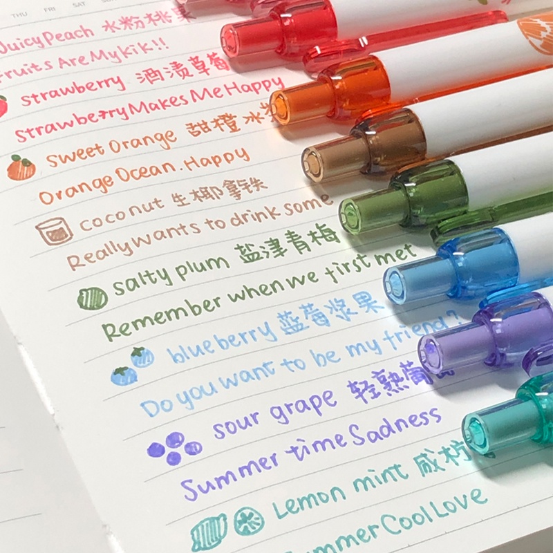 Creative Fruit Scented Color Gel Pens Set 0.5mm St Nib Quick Drying Ink ...