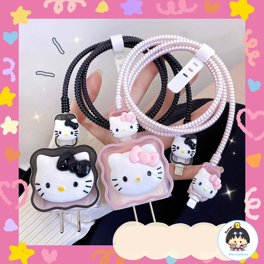 Cute Cartoon Hello Kitty Wavy Border Silicone Charger Protective Case ...