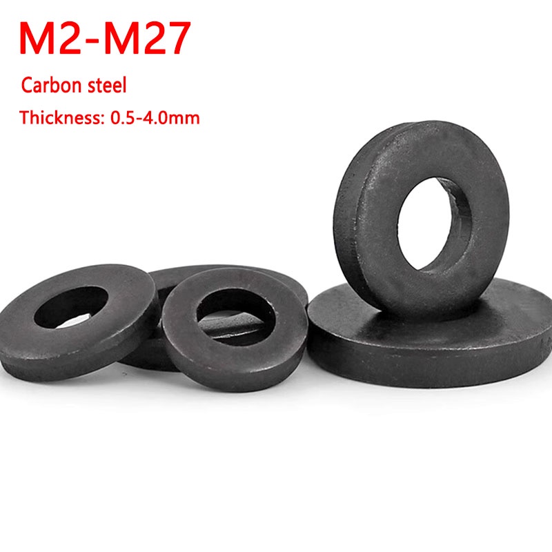 Black Grade 8.8 Carbon Steel Flat Washers M2 M3 M4 M5 M6 M8 M10 M12 M14 M16 M18 M20- M27 ...
