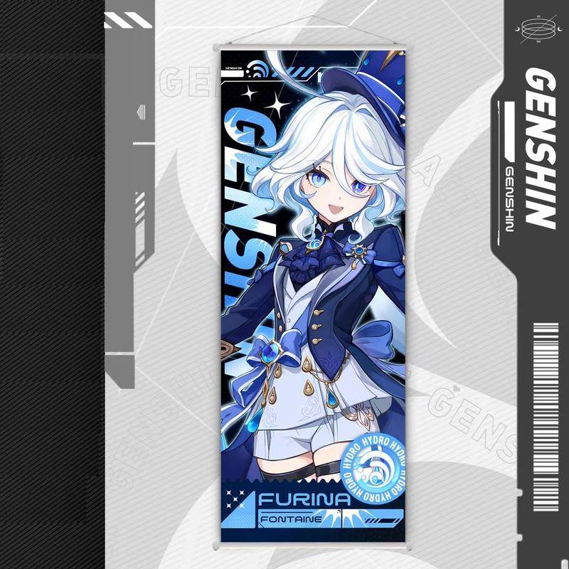 2023 Fashion Game Genshin Impact Figures Poster Hangin Scroll Fabric ...