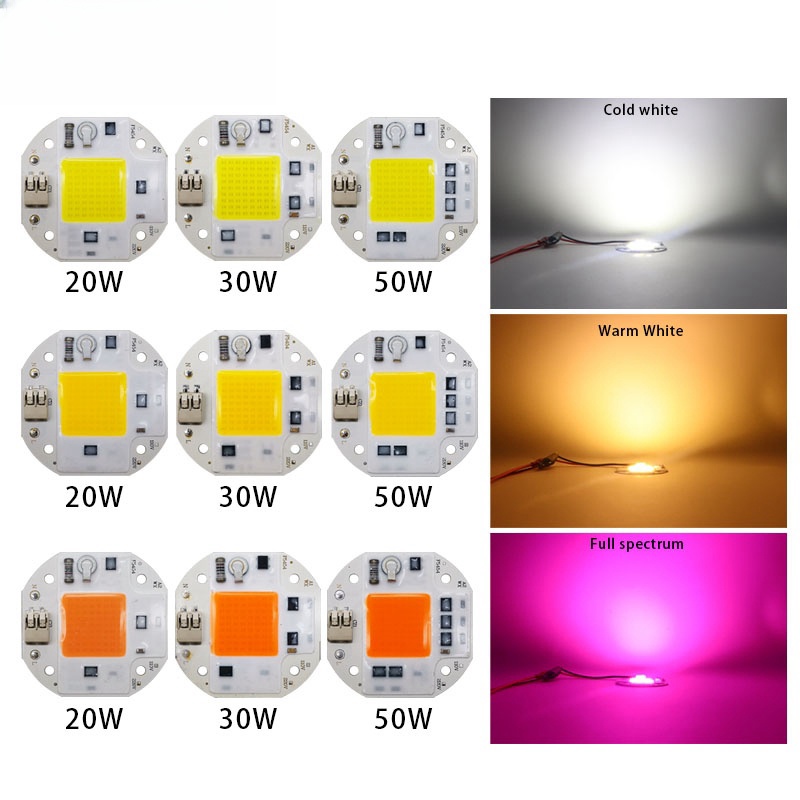 LED 20W 30W 50W COB Chip Bulbs AC110V -220V High Voltage Integrated Smart IC Driver Warm White ...