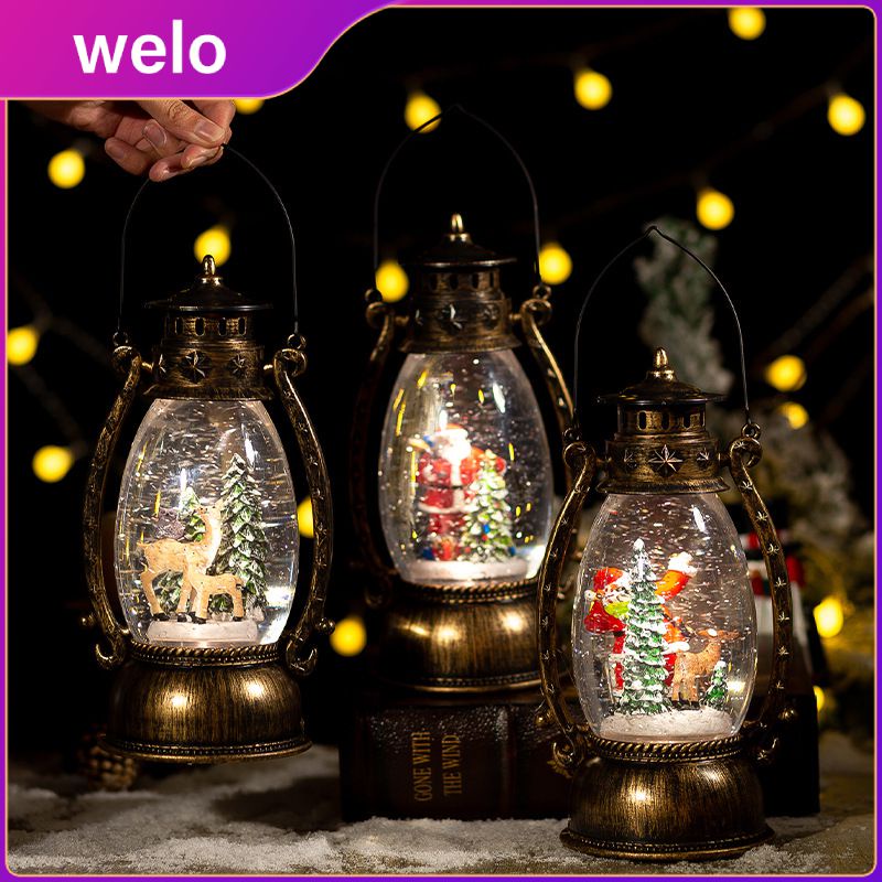WELO Christmas Retro Night Light Oil Lamp Decoration Falling Snow ...