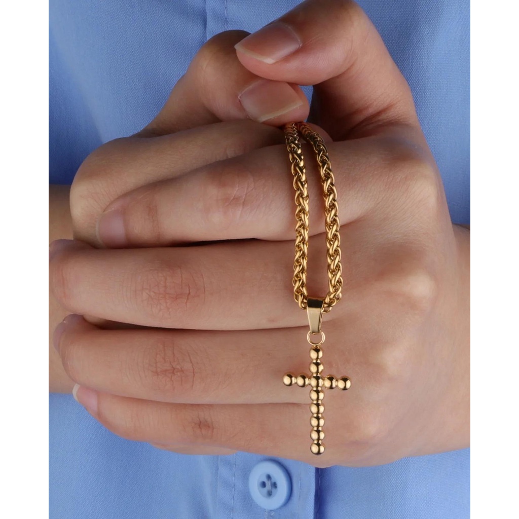 Stainless Steel Paternoster the Rosary Cross Pendant Necklace for Women ...